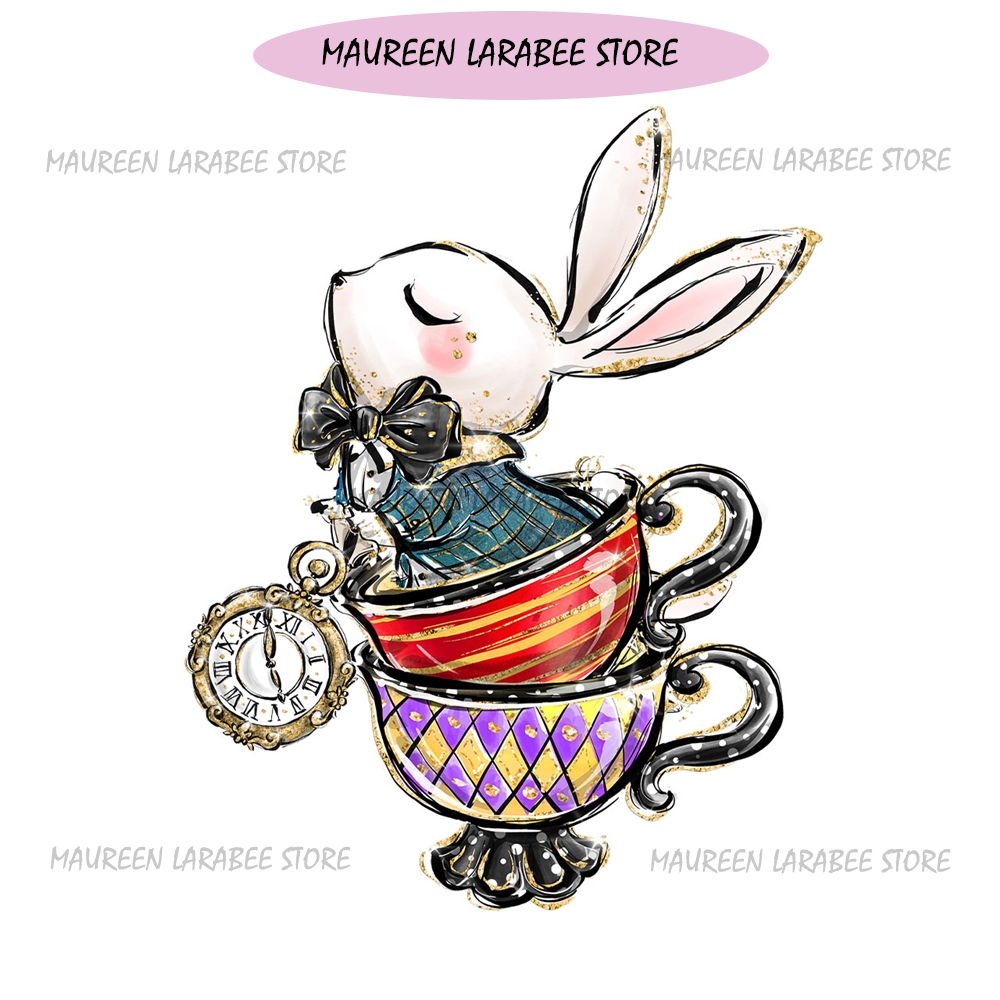 White Rabbit Clock Alice Tea Time Wonderland Characters PNG | Inspire ...