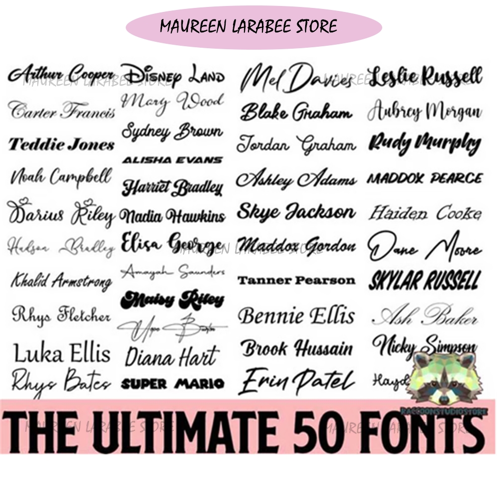 50 Fonts Bundle, Cricut, Canva Font, Script Font, Calligraph - Inspire ...