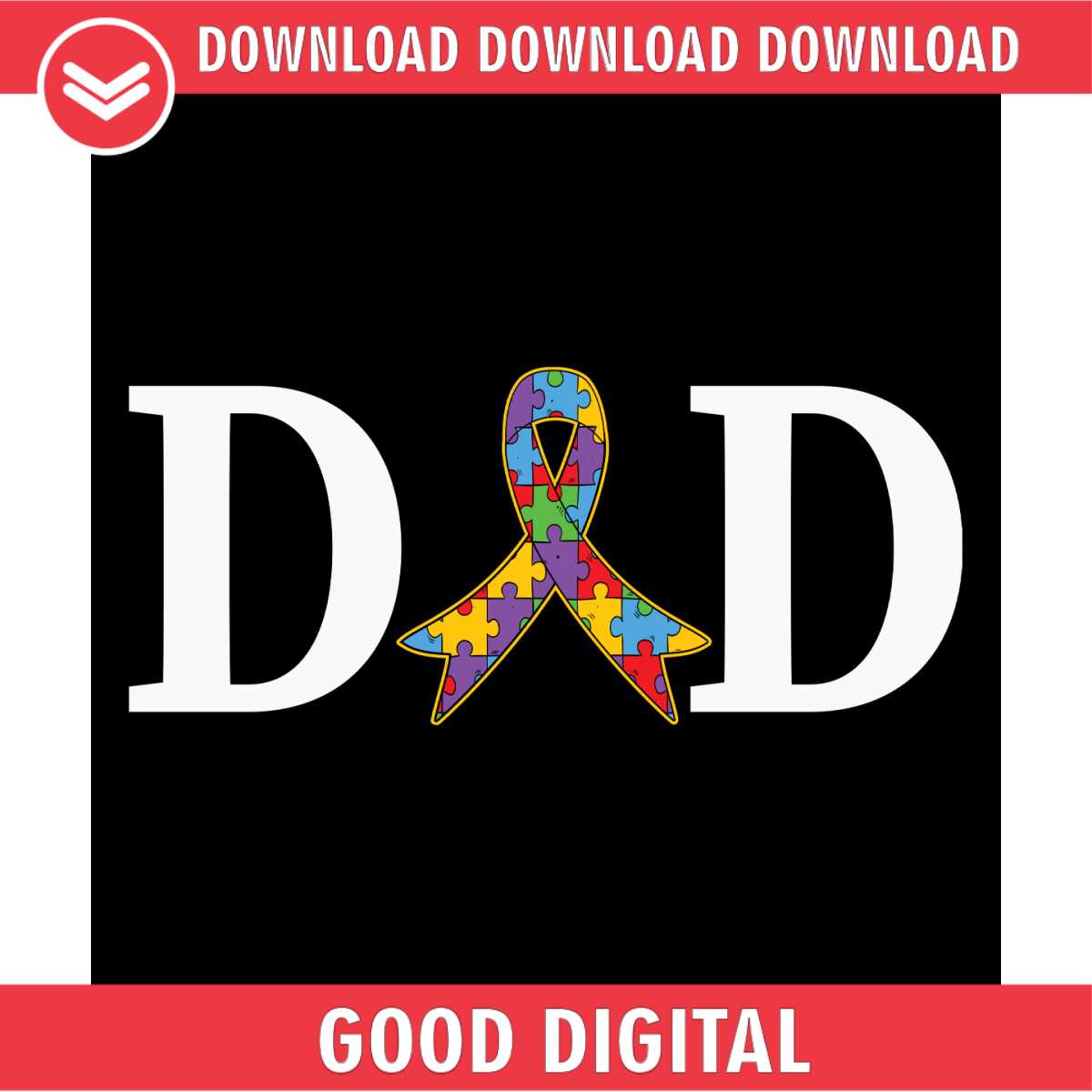 Autism Awareness Dad Ribbon Puzzle SVG | Inspire Uplift
