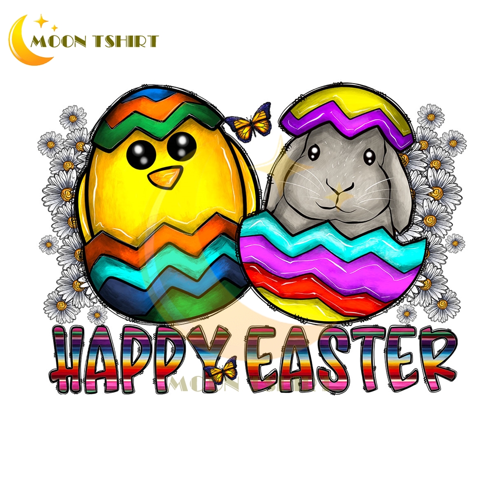 Happy Easter Day Cute Chick Rabbit Eggs Hatch PNG | Inspire Uplift