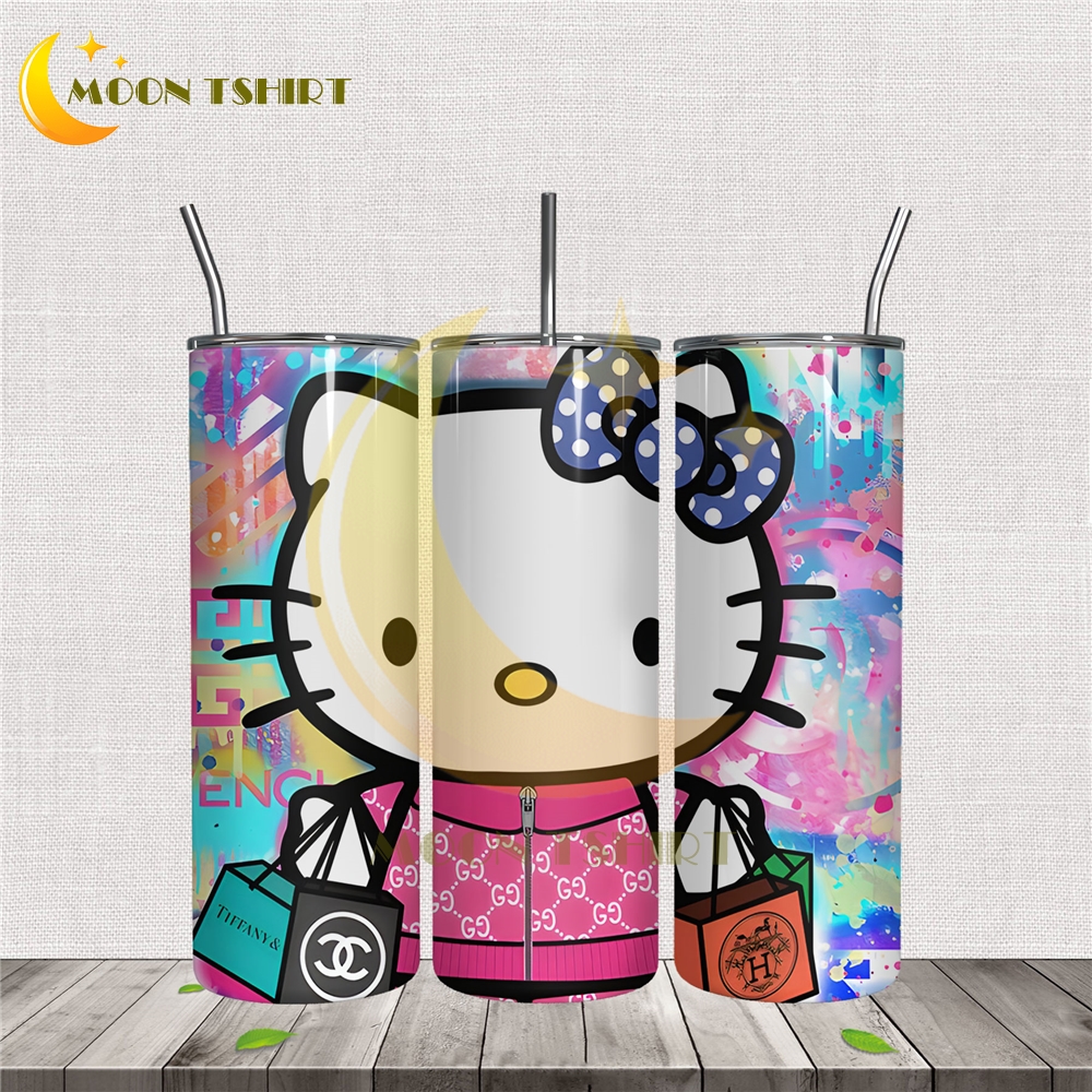 Brand New Pink Hello Kitty Skinny Tumbler Wrap PNG | Inspire Uplift