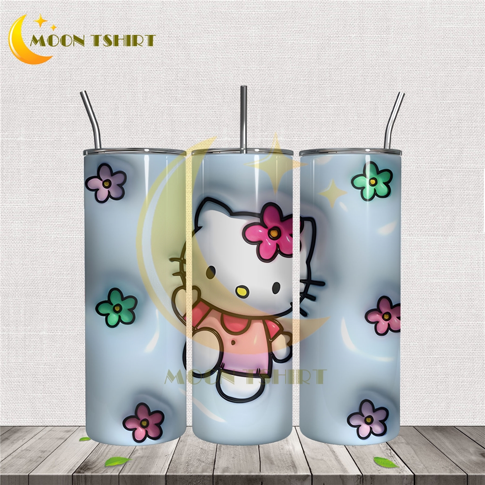 Hello Kitty 3D Puff 20oz Skinny Tumbler Wrap PNG | Inspire Uplift
