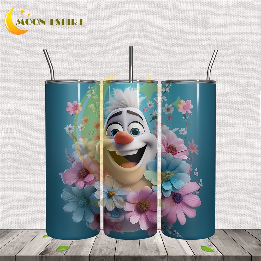Disney 3D Olaf with Flower Skinny Tumbler Wrap PNG | Inspire Uplift