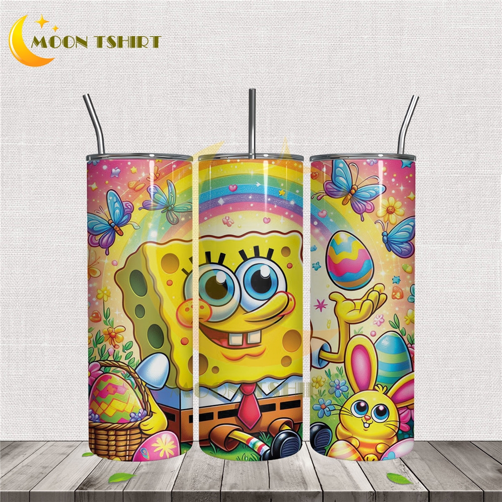 SpongeBob Happy Easter Rainbow Tumbler Wrap PNG | Inspire Uplift