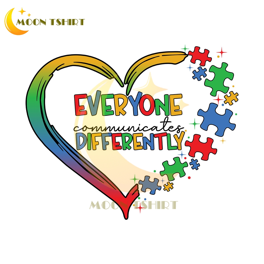 Autism Everyone Communicate Different Heart Puzzle PNG | Inspire Uplift
