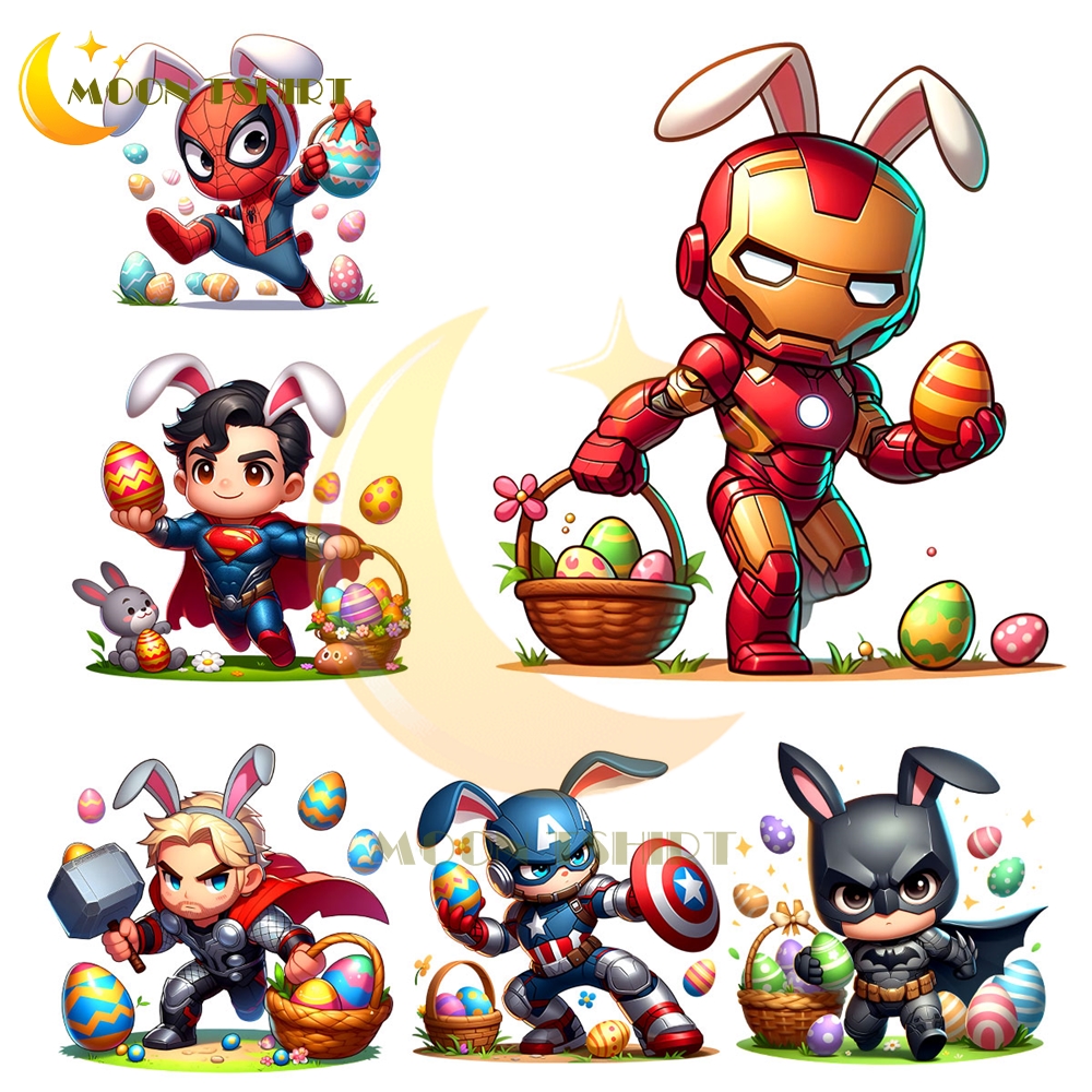 Bundle Boys Chibi Superhero Easter Cartoon PNG | Inspire Uplift