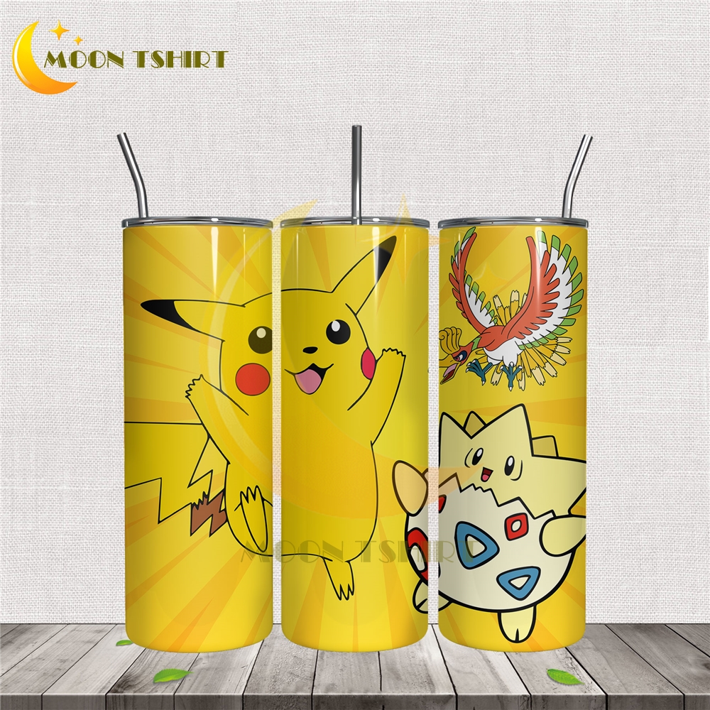Pikachu Pokemon Skinny Tumbler Sublimation PNG | Inspire Uplift