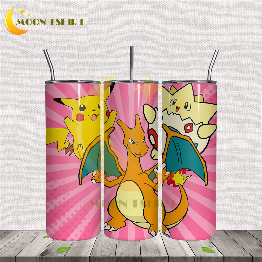 Pikachu Pokemon Skinny Tumbler Design PNG | Inspire Uplift