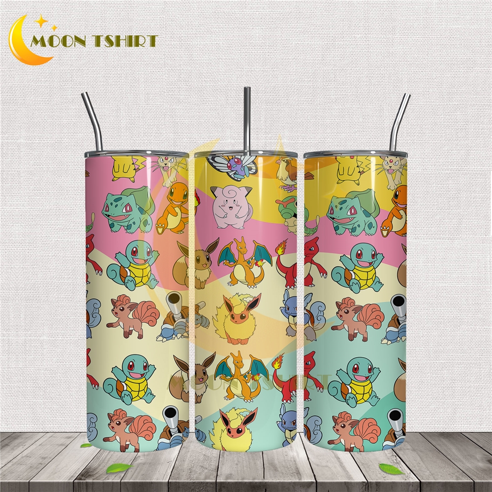 Pokemon Skinny 20oz Tumbler Sublimation PNG | Inspire Uplift