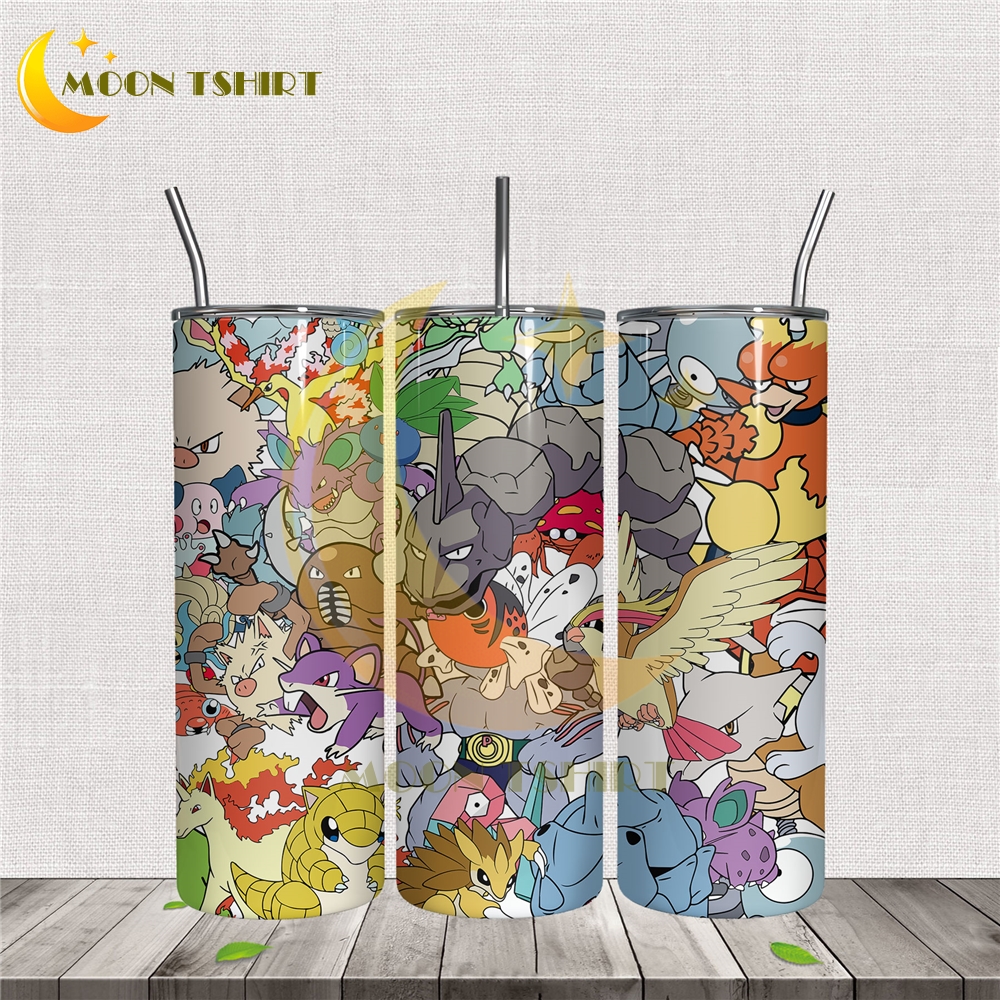 Pokemon Cute Skinny Tumbler Sublimation PNG | Inspire Uplift