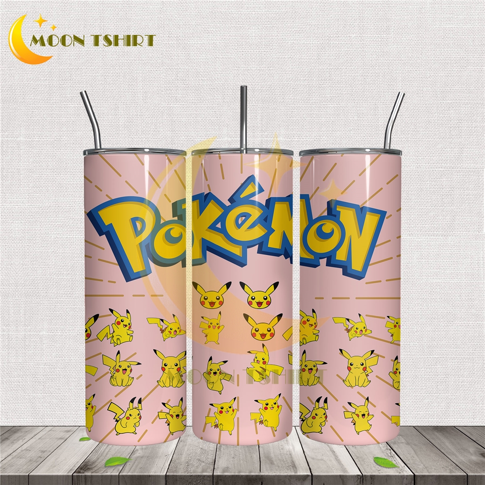 Pokemon Pikachu 20oz Tumbler Wrap Design PNG | Inspire Uplift