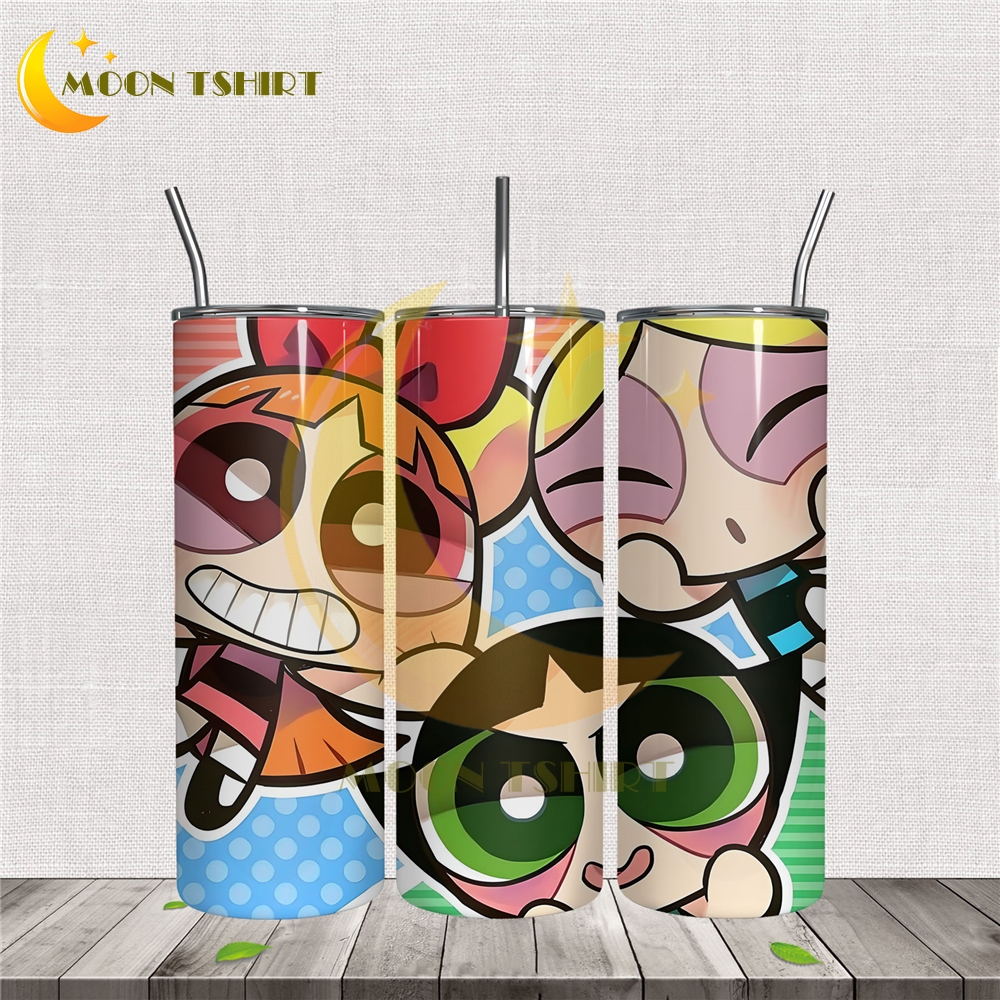 Happy Face Powerpuff Girls Tumbler Design PNG | Inspire Uplift