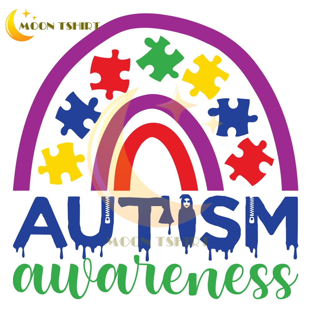 Autism Awareness Blue Puzzle Rainbow SVG | Inspire Uplift