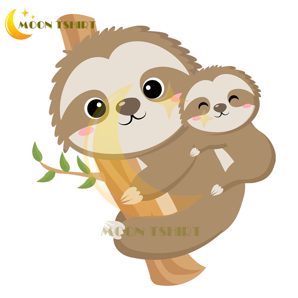 Chibi Sloth Mom And Kid Cartoon Character SVG | Inspire Uplift