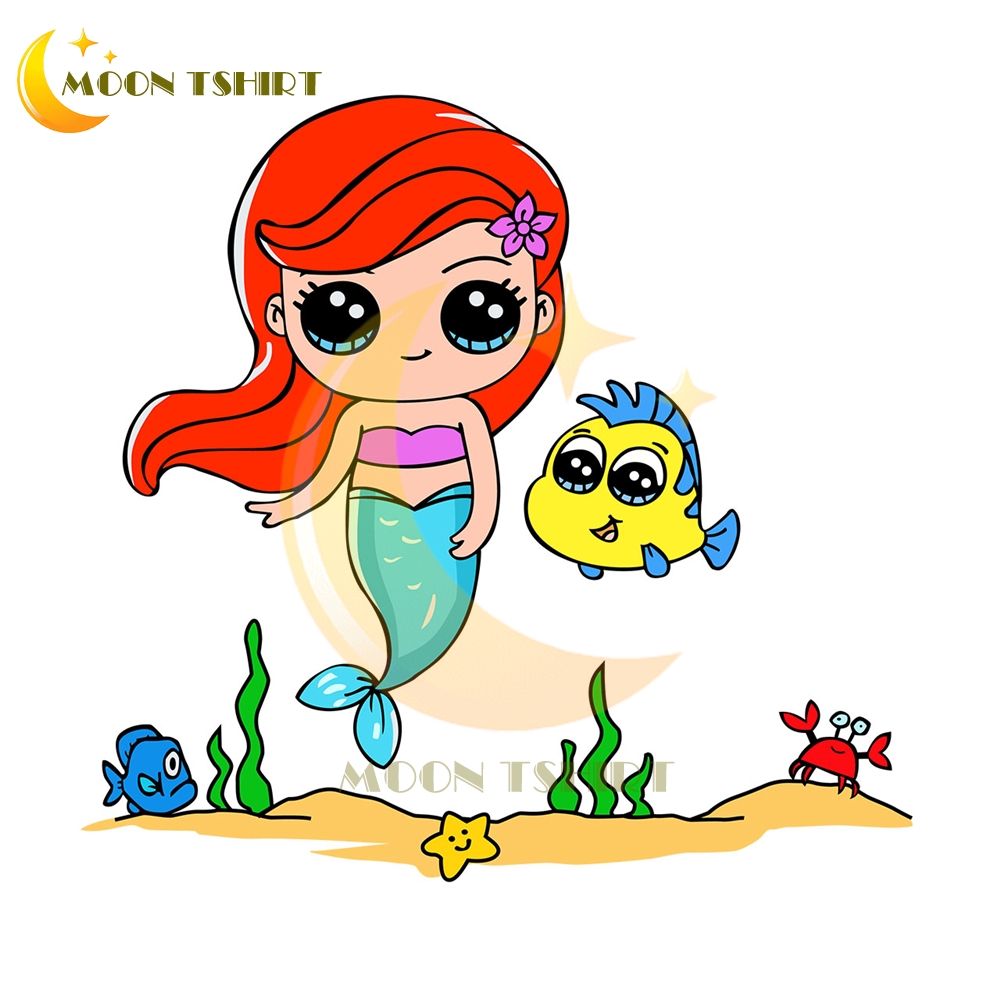 Cute Chibi Little Mermaid Ariel Flounder Fish SVG | Inspire Uplift