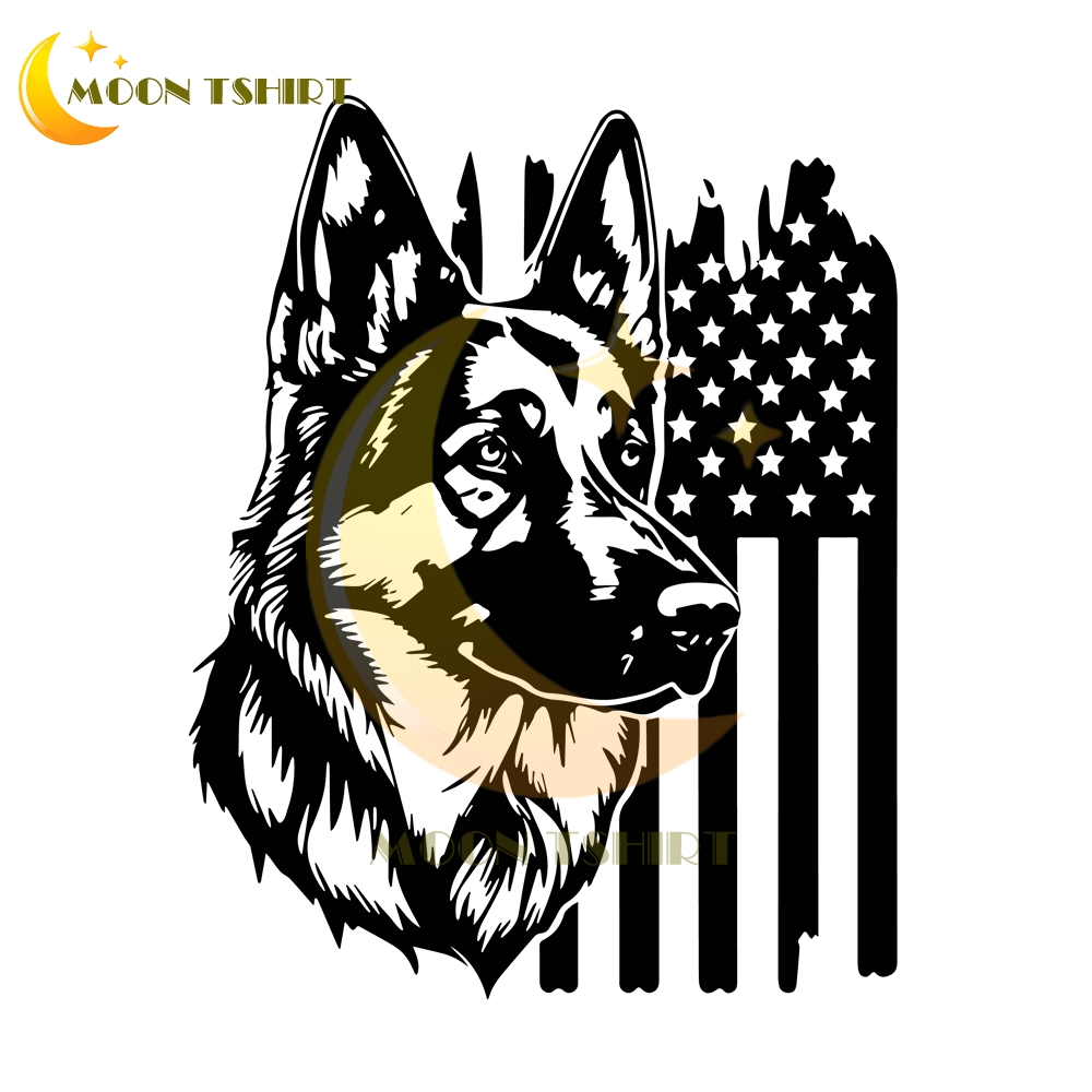 German Shepherd Svg With American Flag | Inspire Uplift