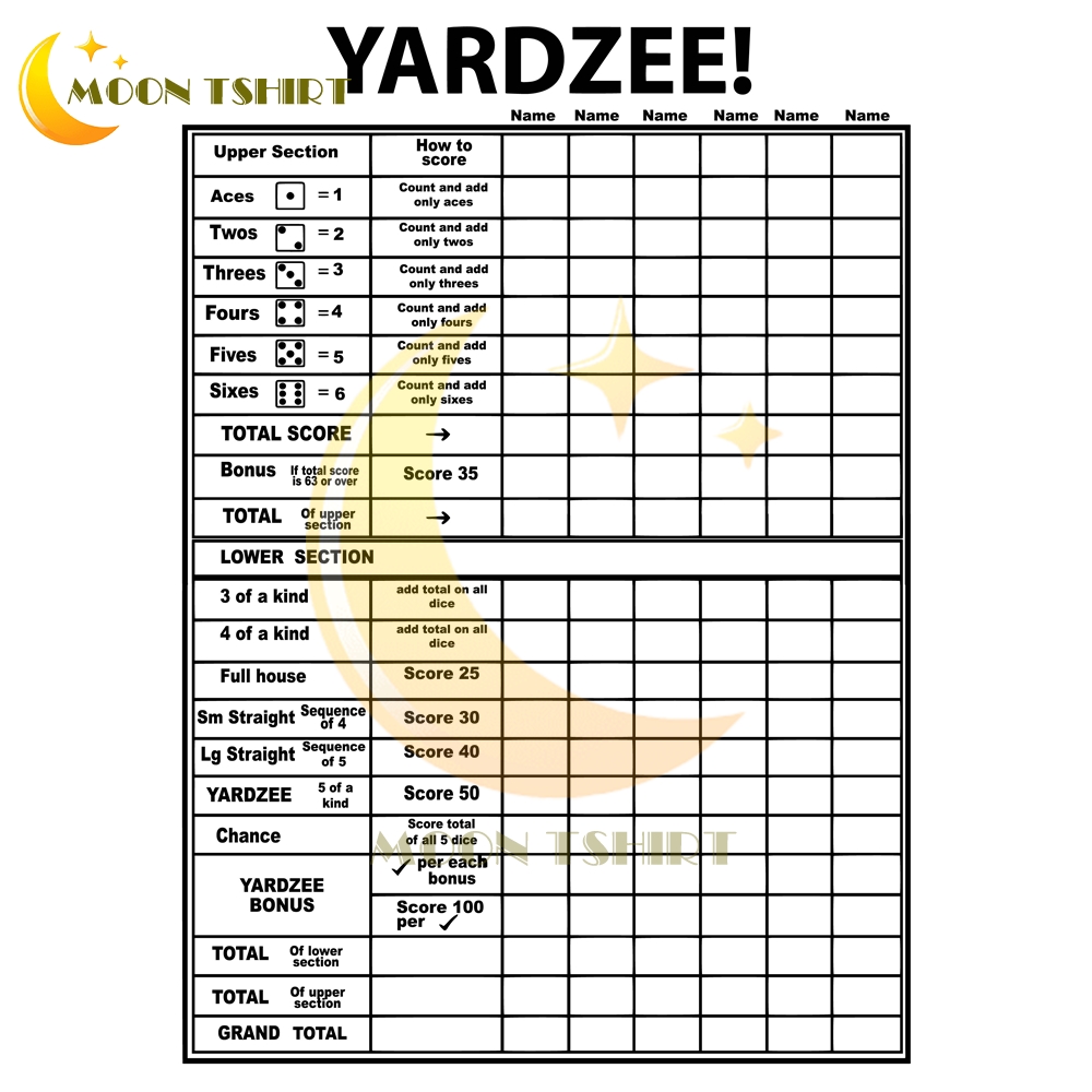 YARDZEE SCORE CARD Svg, Yardzee scorecard svg files, Yardzee - Inspire ...