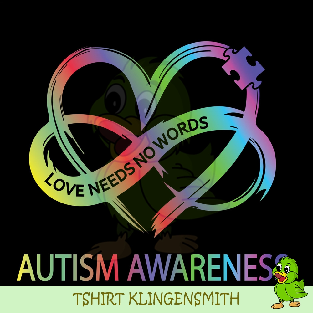 Love Autism Infinity Heart Puzzle Holo PNG | Inspire Uplift