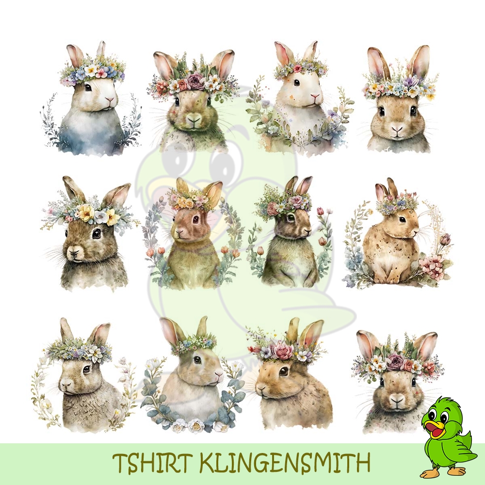 Spring Bunny Clipart | Easter Bunny Clipart | Floral Bunny | | Inspire ...