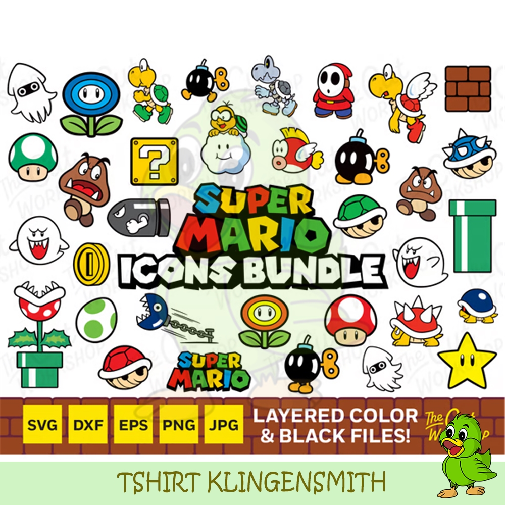 Super Mario Bros Icons Coin Mushroom Star Koopa Goomba Bomb | Inspire ...