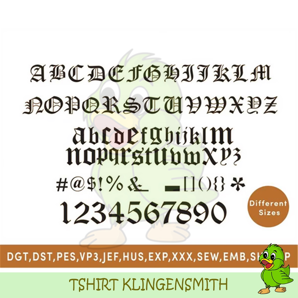 Old English Gothic Embroidery Font, Alphabet Machine Embroid | Inspire ...