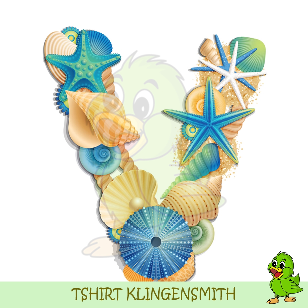 Alphabet V Seashell Starfish The Little Mermaid PNG | Inspire Uplift