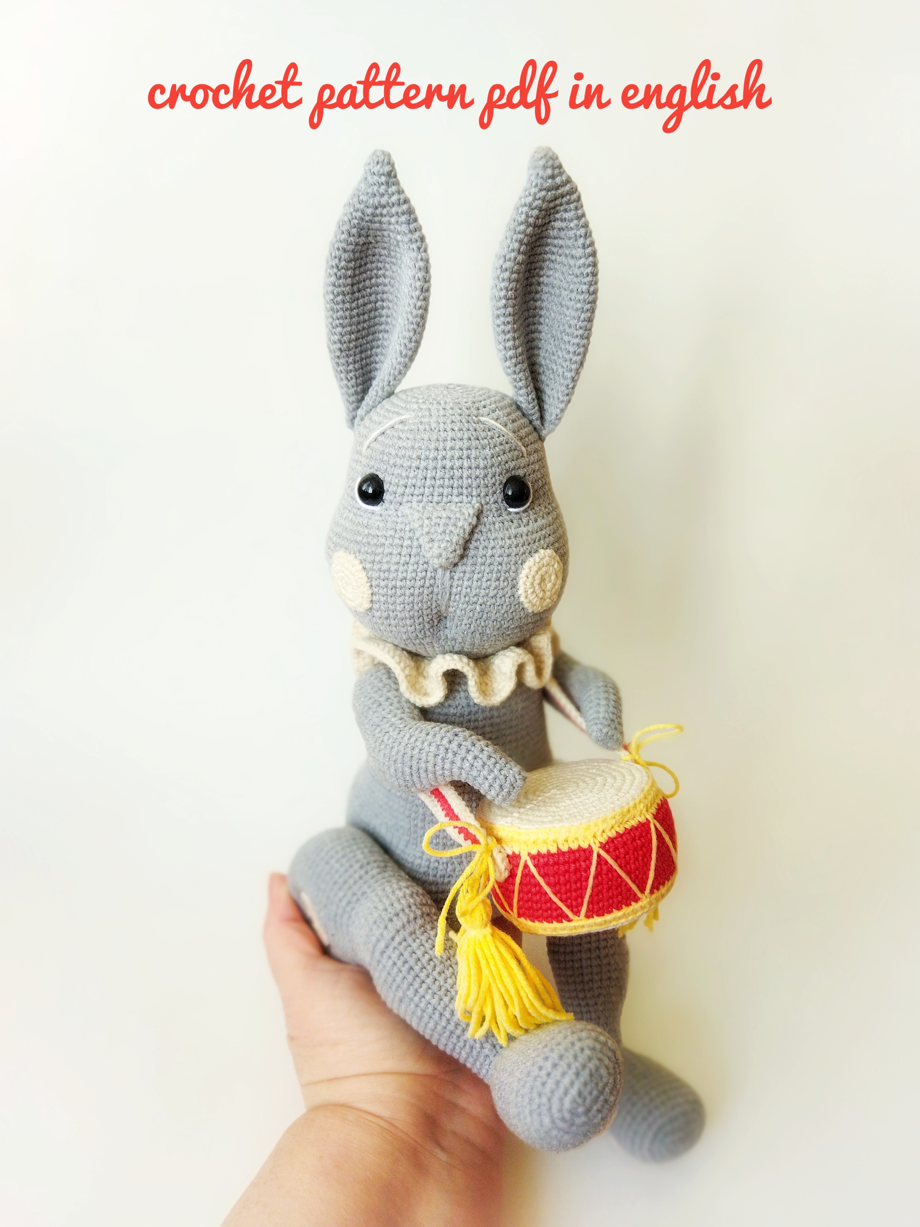 Bunny with drum Crochet pattern pdf in english. Retro Rabbit | Inspire ...