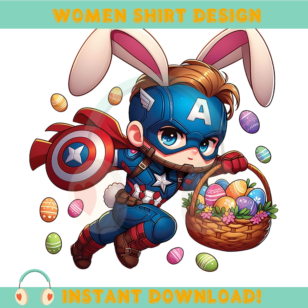 Bunny Chibi Captain America Happy Easter PNG - Inspire Uplift