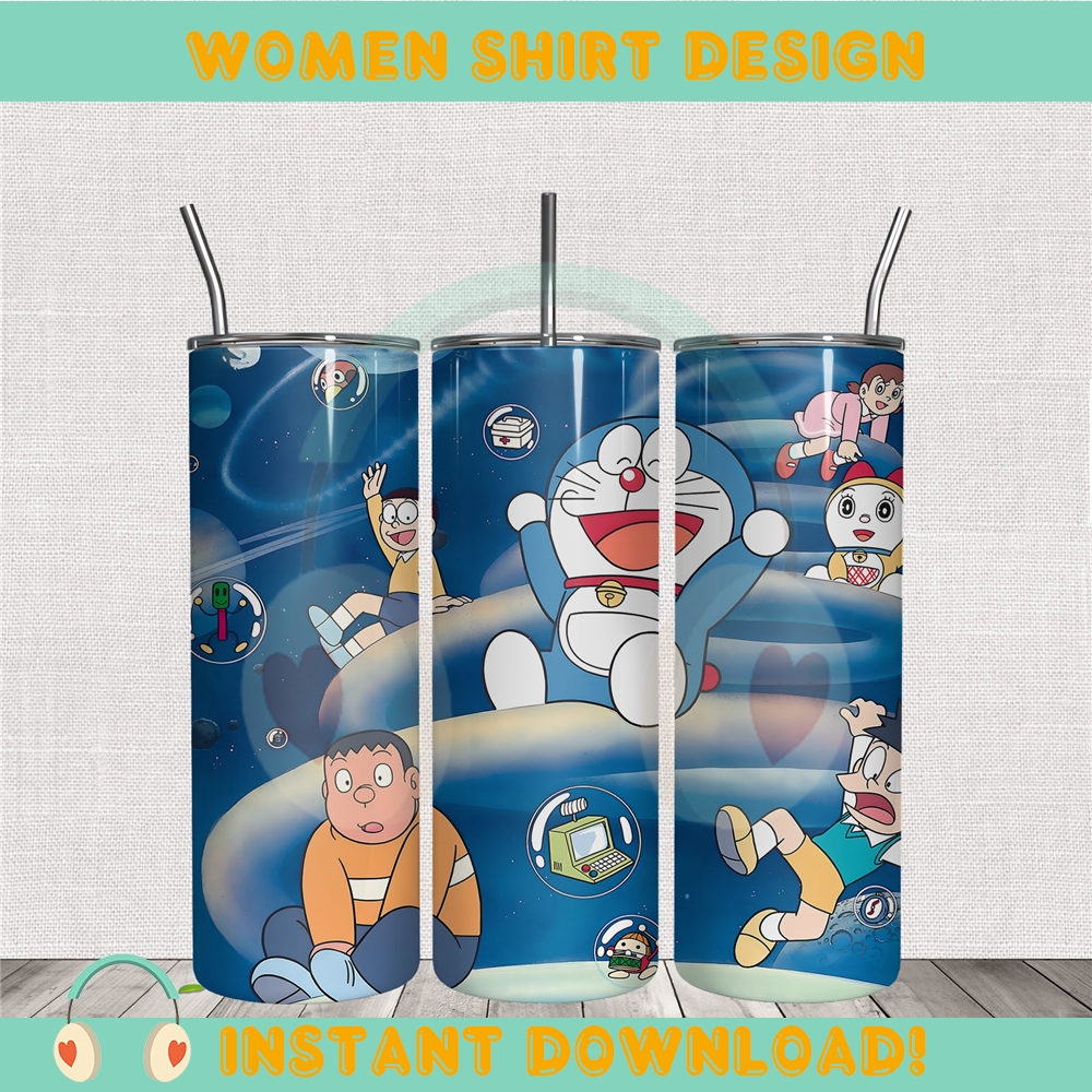 Doraemon 20oz Tumbler Water Bubble World Friendship PNG | Inspire Uplift