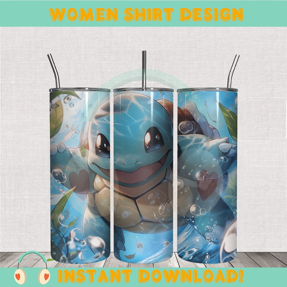 Squirtle Pokemon Skinny Tumbler Design PNG | Inspire Uplift
