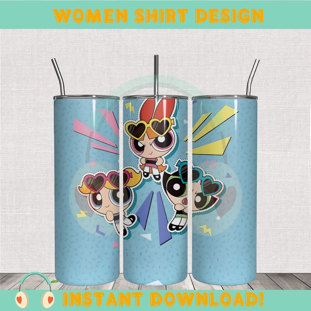 Power Puff Girls Cartoon Tumbler Sublimation PNG | Inspire Uplift