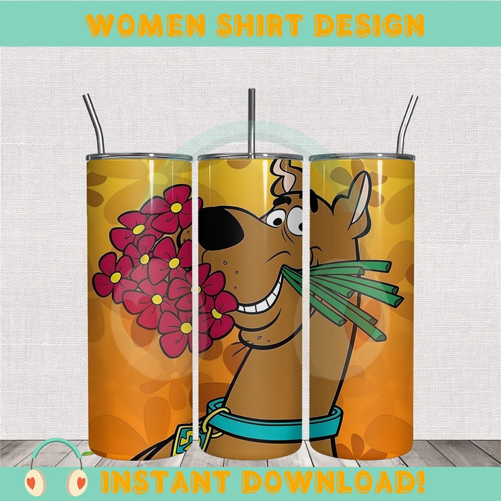 Scooby Doo And Flower 20oz Tumbler Design Idea PNG | Inspire Uplift
