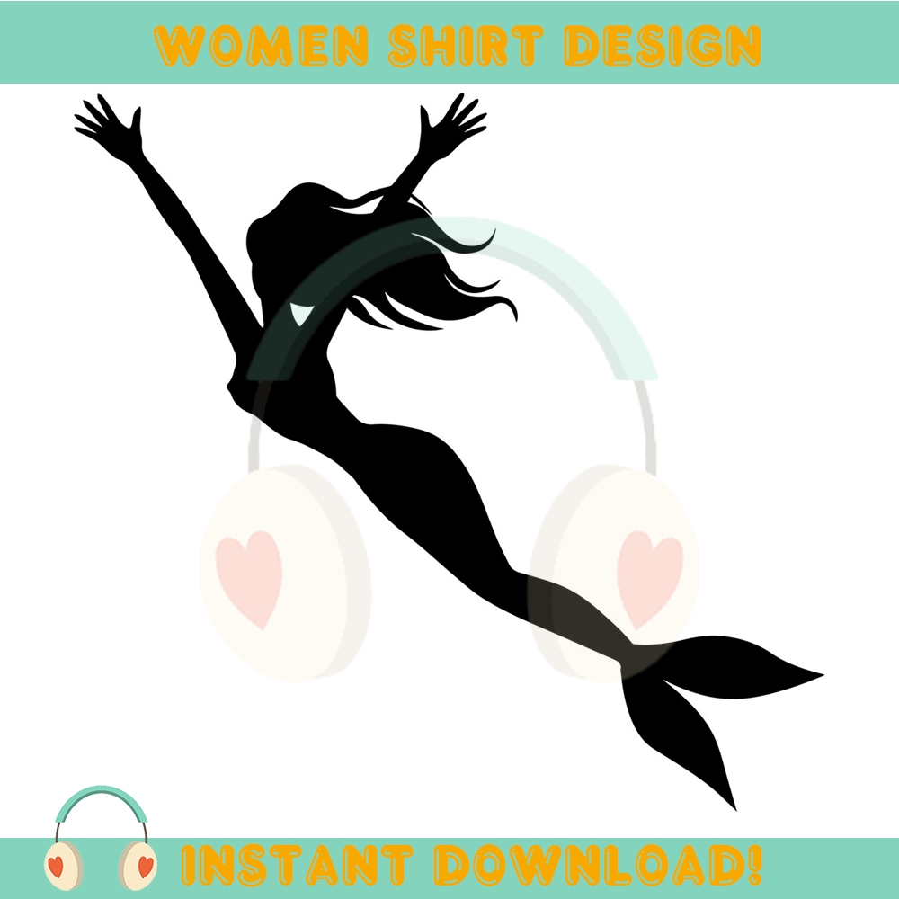Little Mermaid Ariel Waving Hands Silhouette Vector SVG | Inspire Uplift