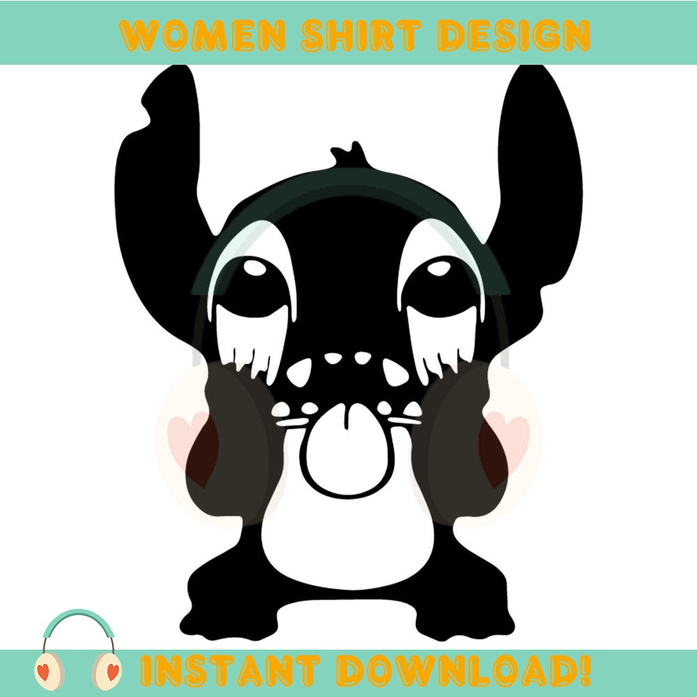 Cute Scared Face Stitch Cartoon Character SVG | Inspire Uplift