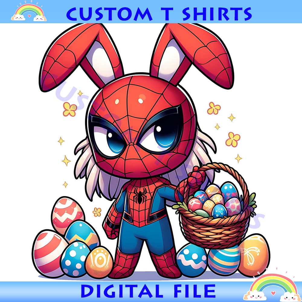 Chibi Bunny Spiderman Happy Easter Eggs PNG | Inspire Uplift