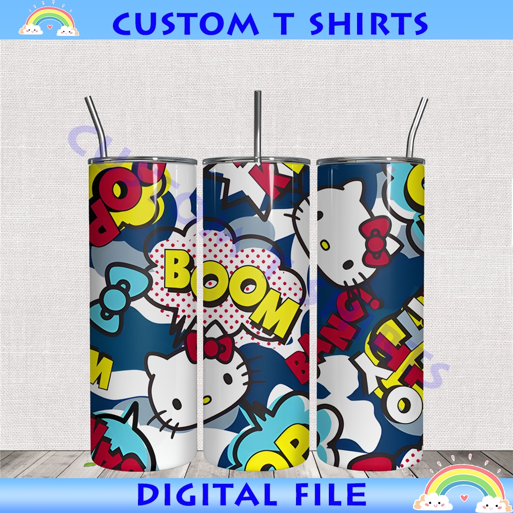 Hello Kitty Comics Boom Bang 20oz Tumbler Wrap PNG | Inspire Uplift