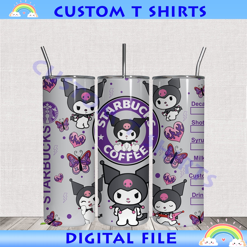 Kuromi Starbucks Coffee Design 20oz Tumbler Wrap PNG | Inspire Uplift