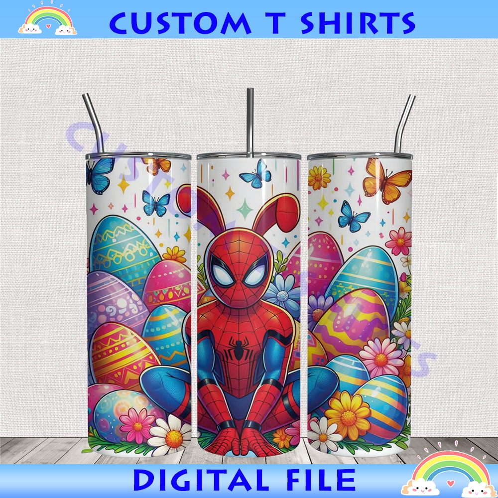 Spiderman Easter Bunny Eggs 20oz Tumbler Wrap PNG | Inspire Uplift