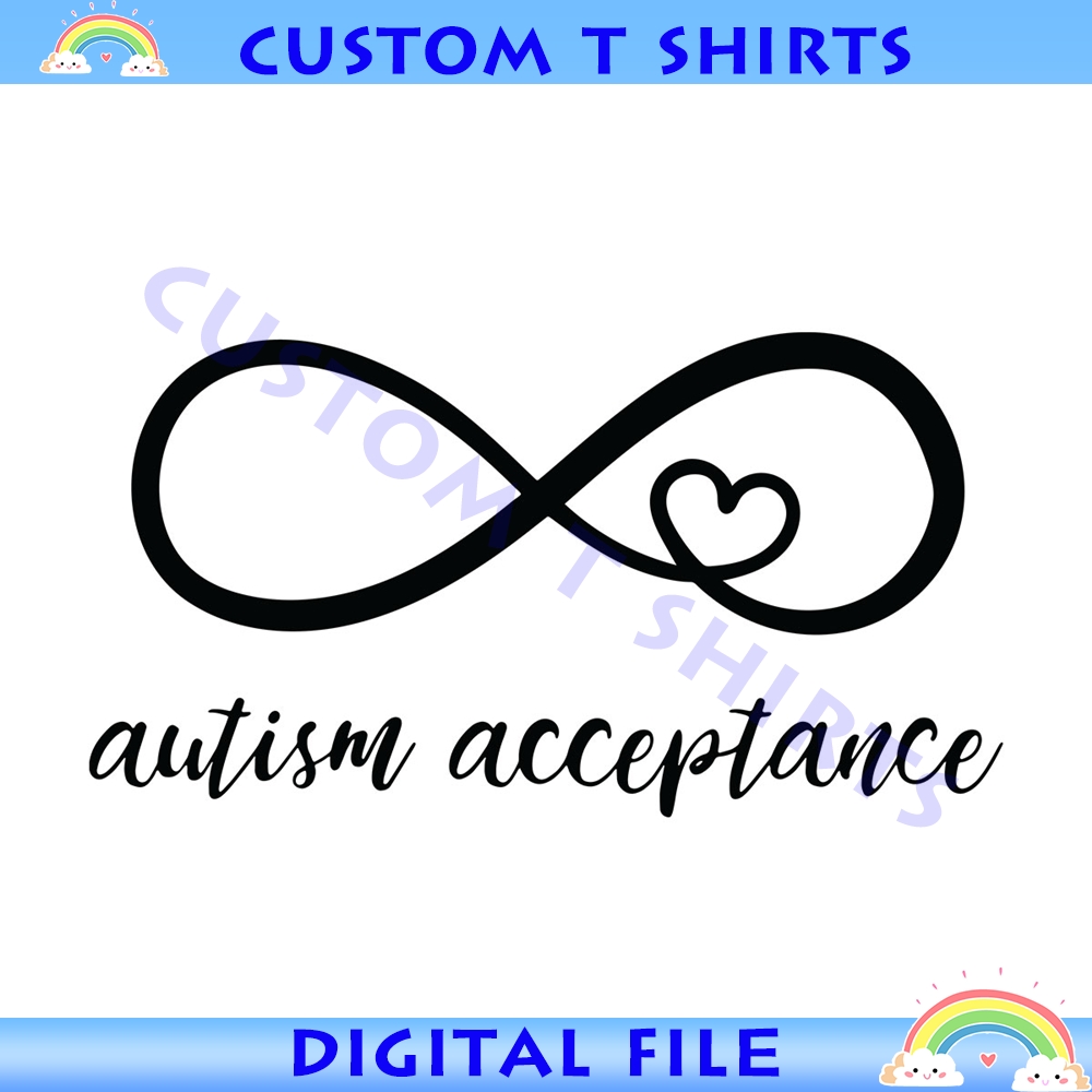 Autism Acceptance Infinity Heart Loop PNG | Inspire Uplift