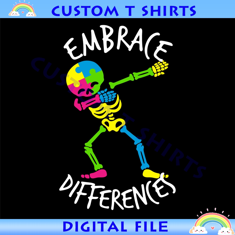 Autism Skeleton Embrace Difference Design PNG | Inspire Uplift