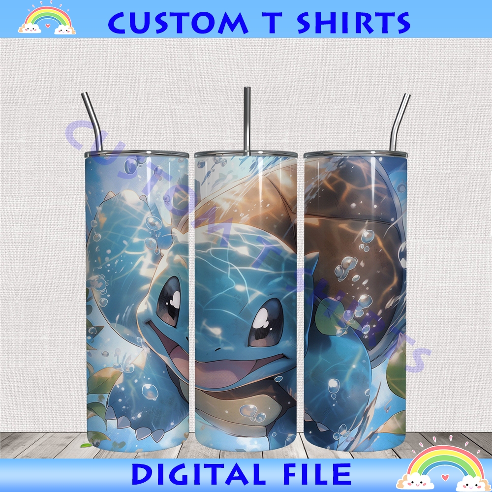 Squirtle Pokemon Skinny Tumbler Sublimation PNG | Inspire Uplift