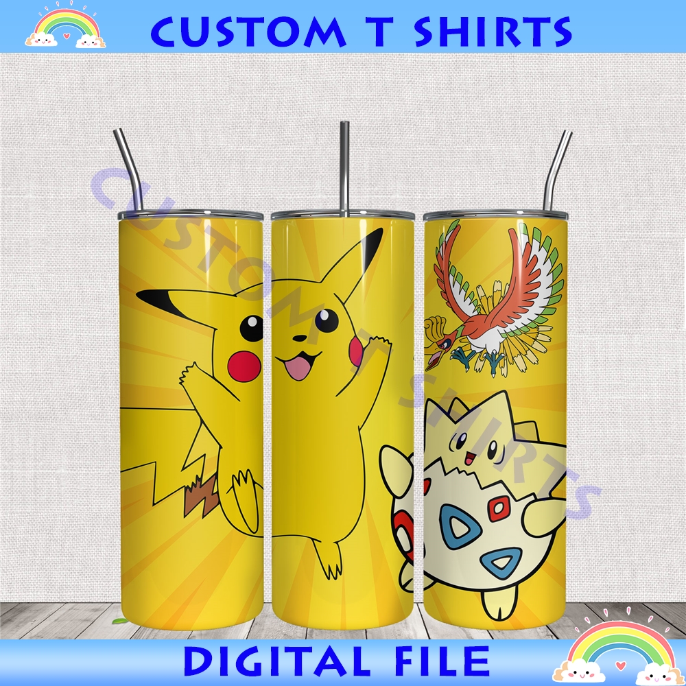 Pikachu Pokemon Skinny Tumbler Sublimation PNG | Inspire Uplift