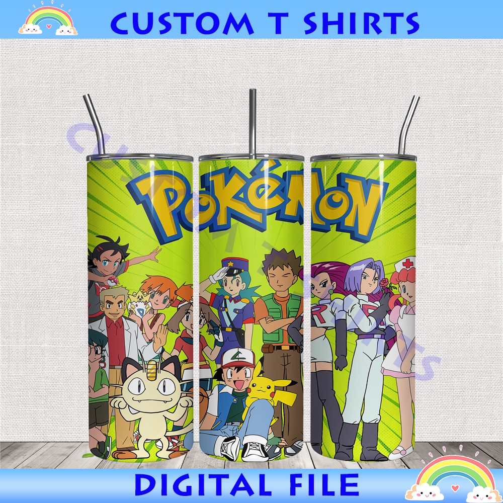 Pokemon Characters Skinny Tumbler Sublimation PNG | Inspire Uplift
