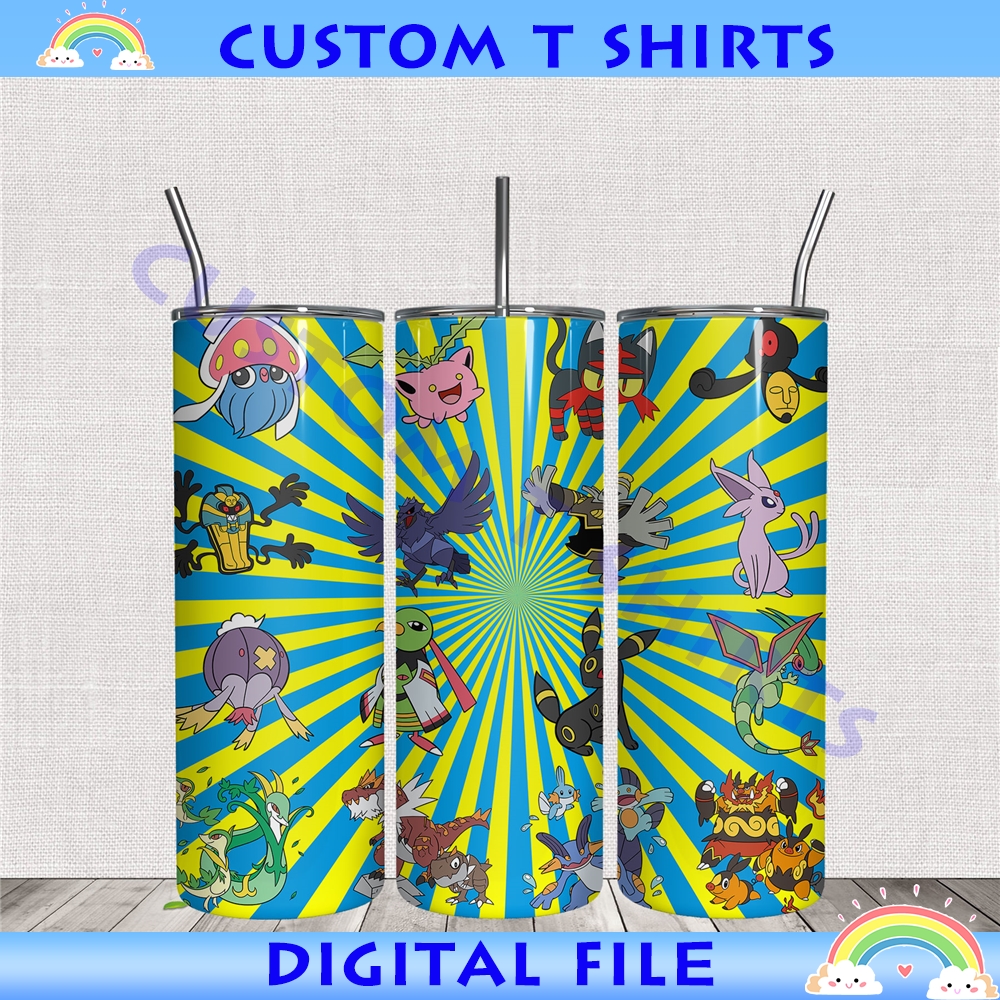 Pokemon Skinny Tumbler Sublimation PNG File | Inspire Uplift