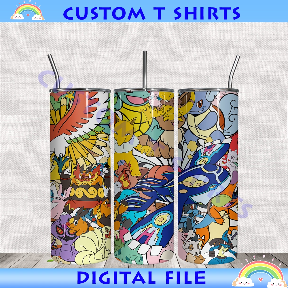 Pokemon Tumbler Sublimation Skinny PNG | Inspire Uplift