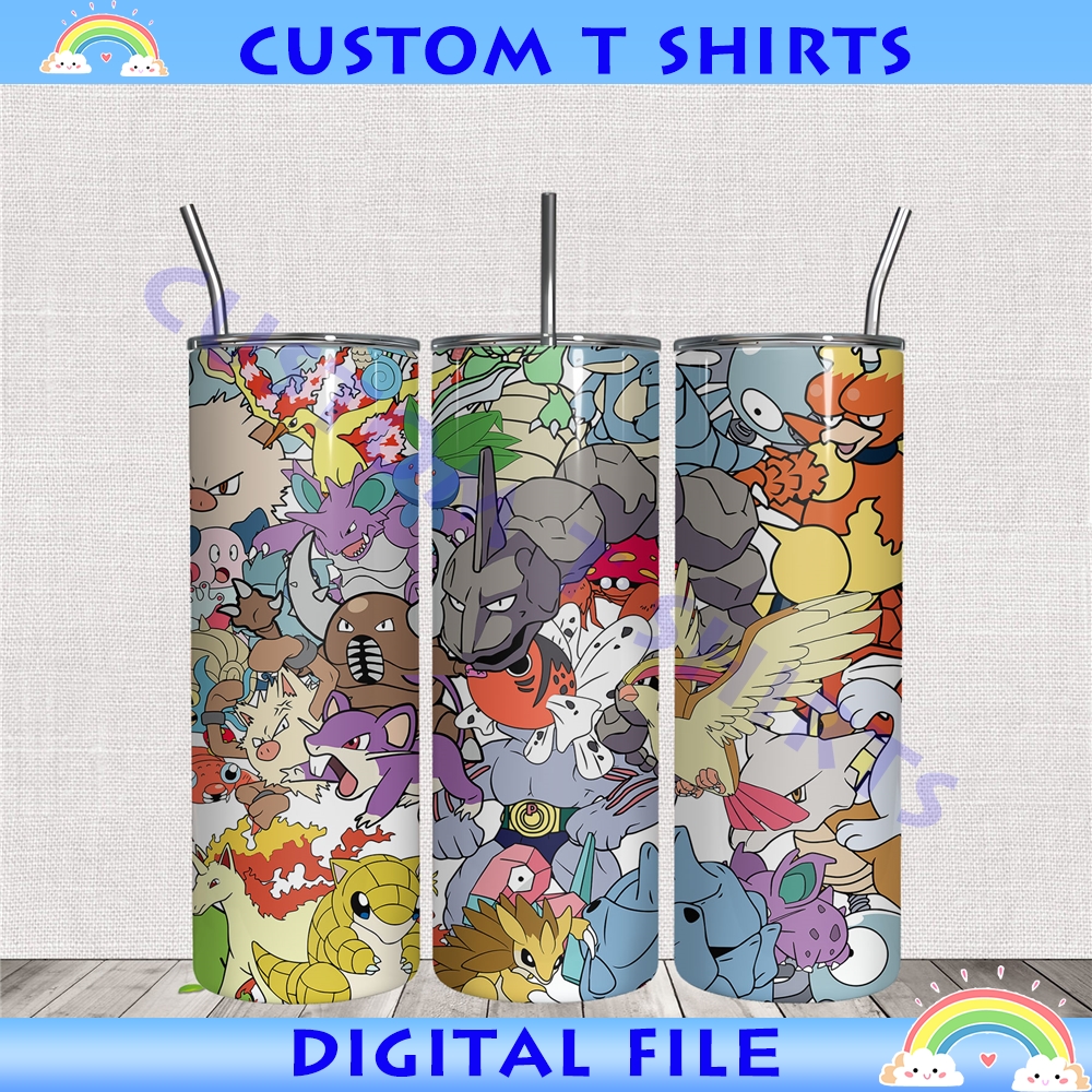 Pokemon Cute Skinny Tumbler Sublimation PNG | Inspire Uplift