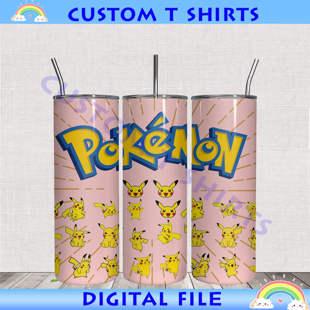 Pokemon Pikachu 20oz Tumbler Wrap Design PNG | Inspire Uplift