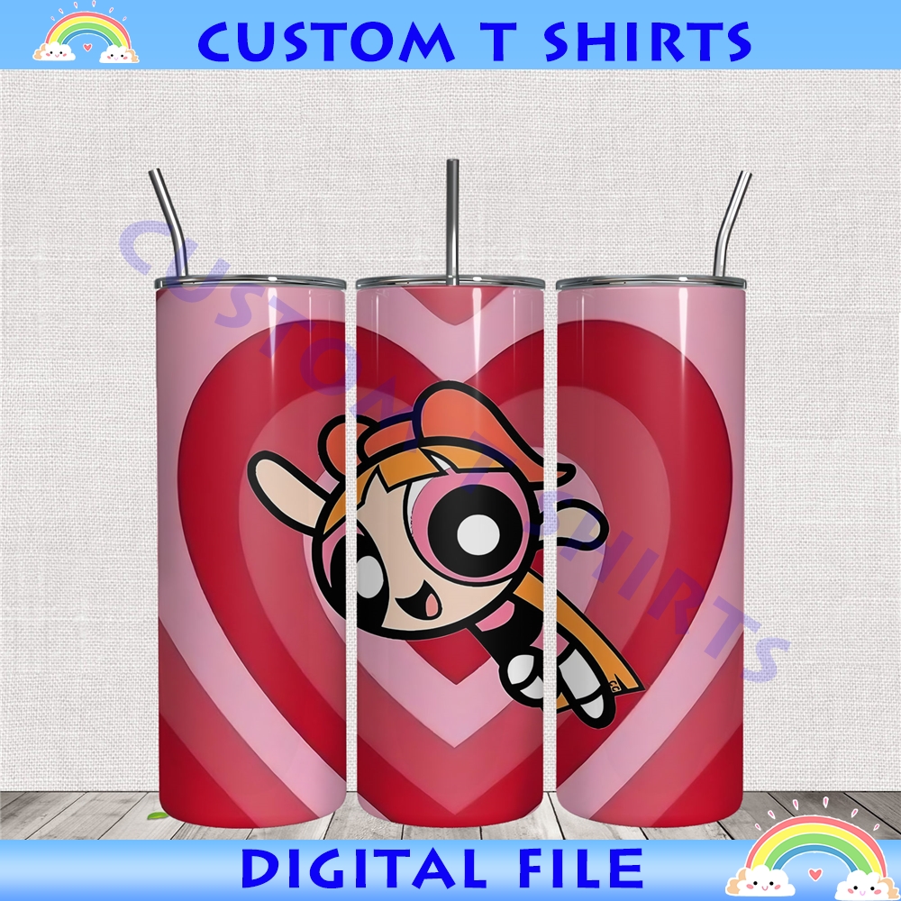 Powerpuff Girls 20oz Skinny Tumbler Wrap Design PNG | Inspire Uplift