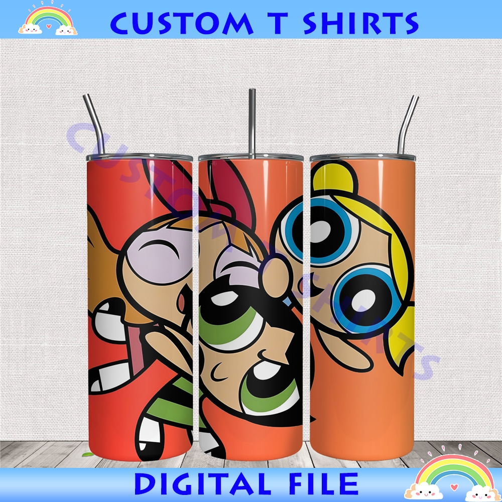 Powerpuff Girls Tumbler 20oz Wrap Design PNG | Inspire Uplift