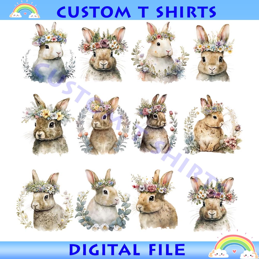 Spring Bunny Clipart | Easter Bunny Clipart | Floral Bunny | | Inspire ...